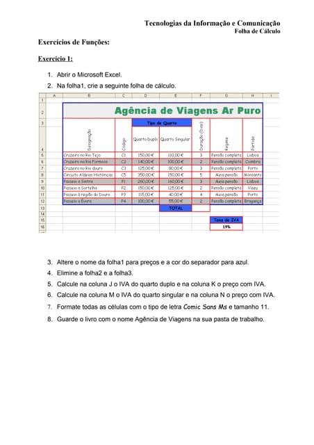 Exercícios de Excel | PDF