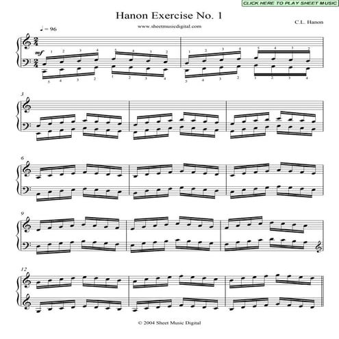 Hanon - Exercícios para Piano e Teclado | PDF