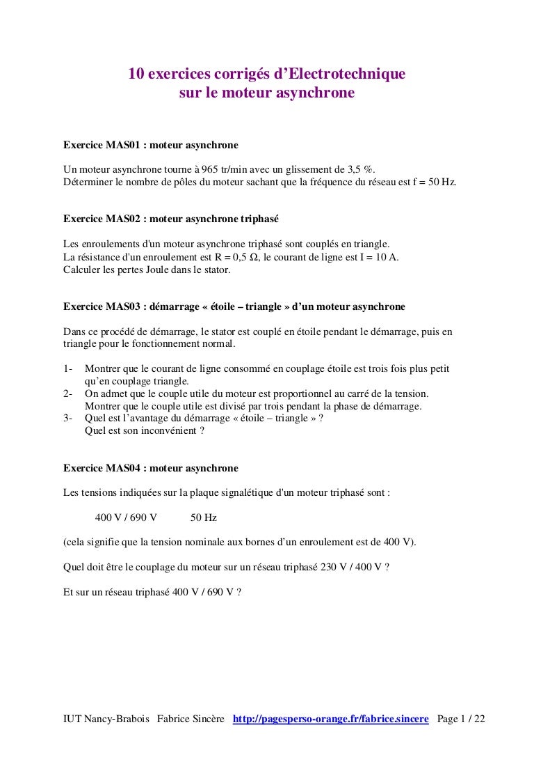 exercices machine courant continu - Fabrice Sincère - Pagesperso
