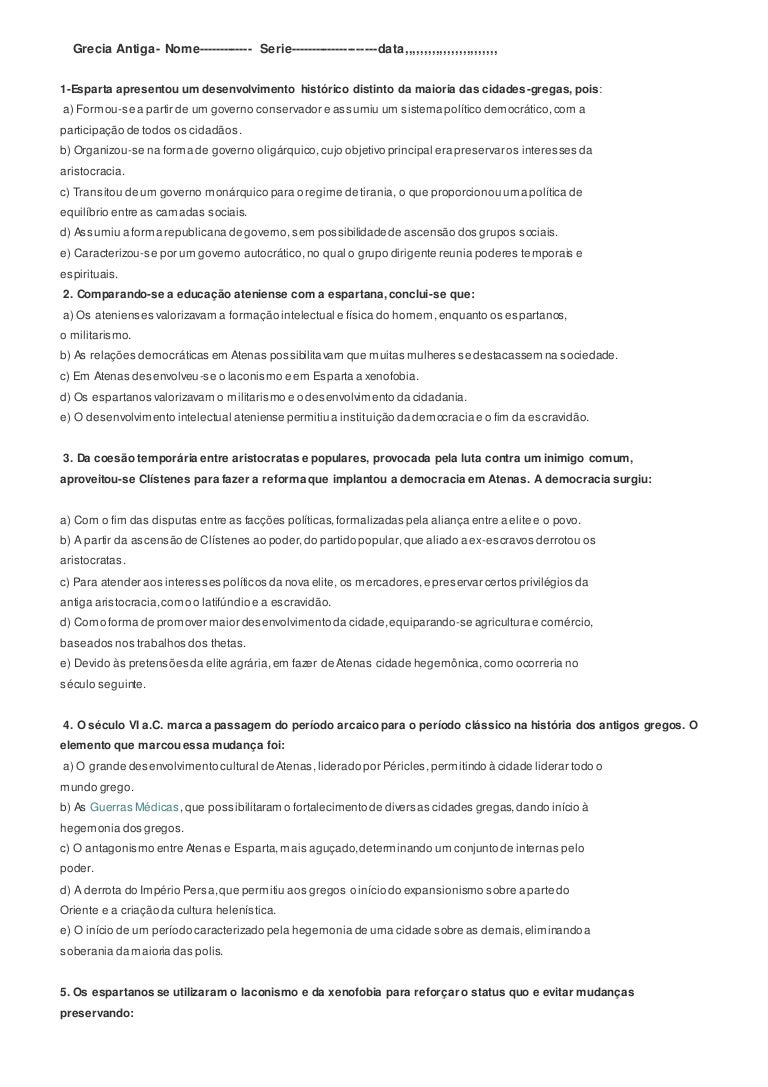 Exercicios Grecia Antiga