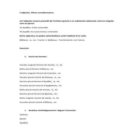 Exercicis adjectius 1r batx | PDF