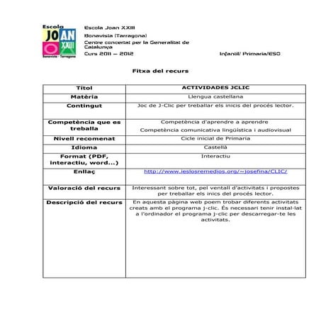 Jclic. uso de la h, ll i y. primaria | DOC