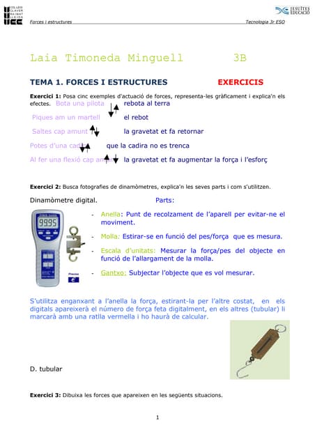 Tema 1. Forces I Estructures (Exercicis) | PDF