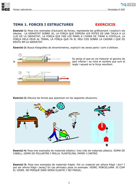 Tema 1. Forces I Estructures (Exercicis) | PDF