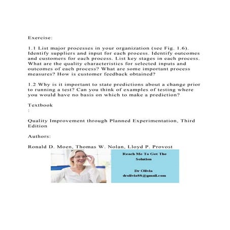 Exercise1.1 List major processes in your organization (see | PDF