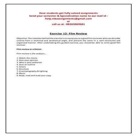 Exercise 12 film review | DOCX