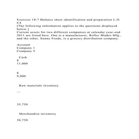 Exercise 18-7 Balance sheet identification and preparation L.O. C4.docx