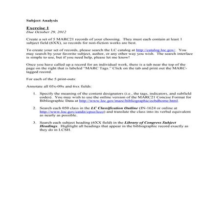 Exercise 2, subject analysis | DOC