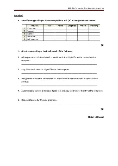 Lesson Plan : Input Devices | DOC