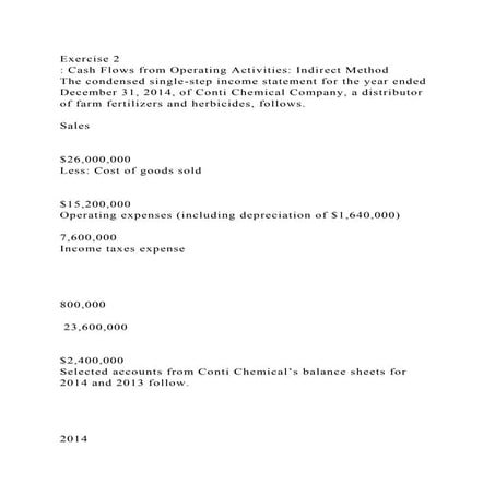 Exercise 2 Cash Flows from Operating Activities Indirect Method.docx ...