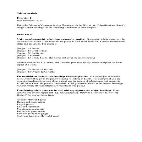 Exercise 2, subject analysis | DOC