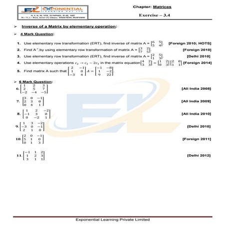 Exercise 3.4 || Previous Year Questions | PDF