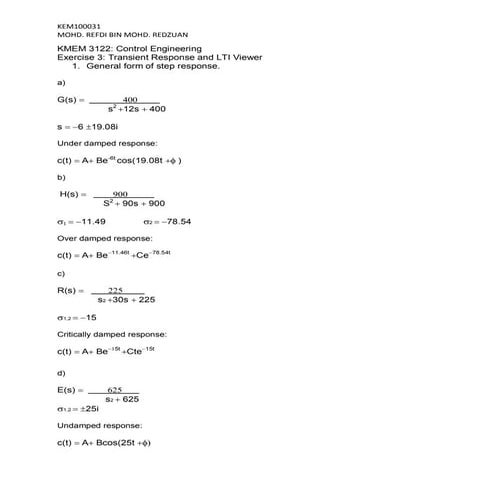 Exercise 3 control system pdf | PDF