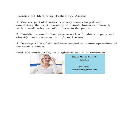Exercise 4.1 Identifying Technology Assets1. You are part of di | DOCX