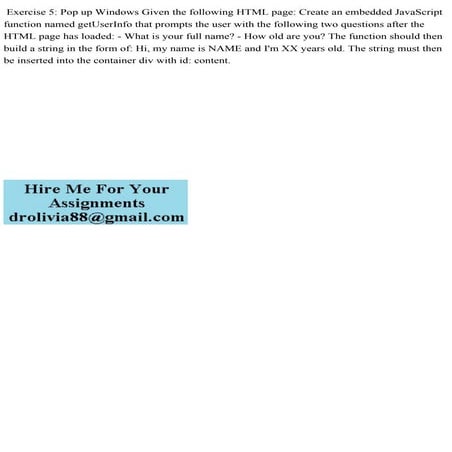 Exercise 5 Pop up Windows Given the following HTML page Create an e.pdf