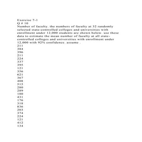 Exercise 7-1 Q # 10 Number of faculty. the numbers of faculty .docx