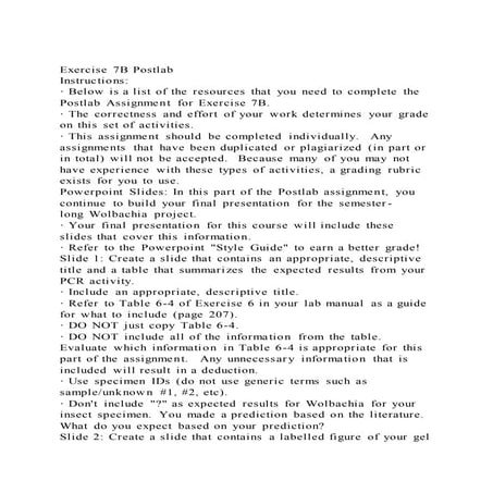 Exercise 7B PostlabInstructions· Below is a list of the resou | DOCX