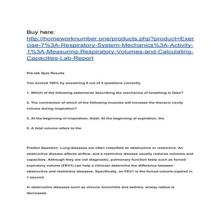 Exercise 7: Respiratory System Mechanics: Activity 1: Measuring ...