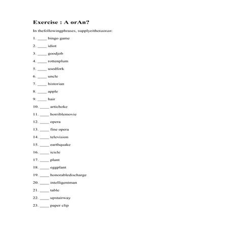 Exercise a an | DOCX