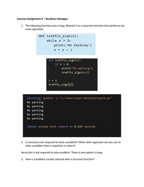 Exercise Assignment 4. Python programming | PDF Exercise Assignment 4. Python programming | PDF
