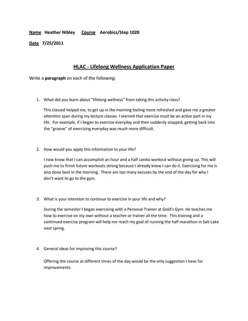 Summary And Reflection | PPTX | Fitness and Exercise | Healthy Living