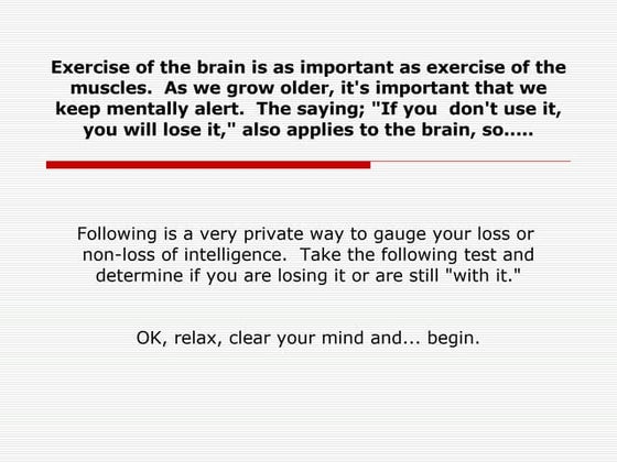 Brain exercise | PPT