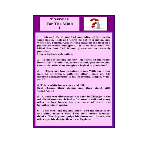 Exercise For The Mind 1 | DOC