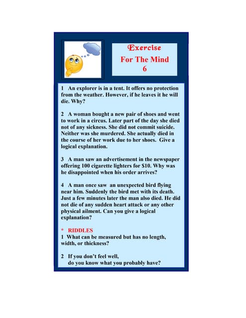 Exercise for the Mind 3 | PDF