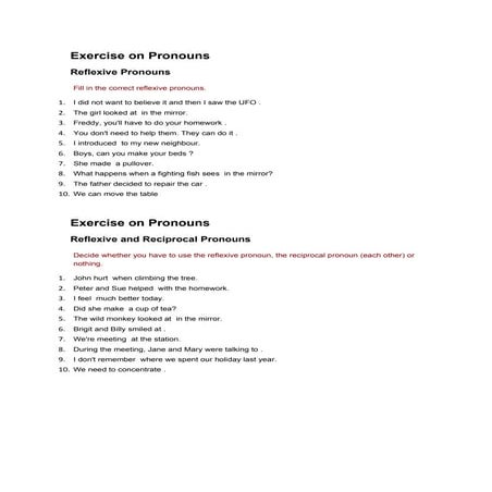 Exercise on pronouns 2 | DOC