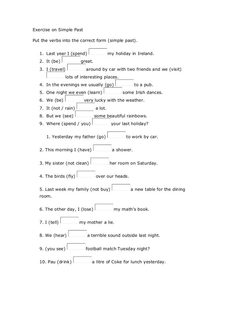 Exercise On Simple Past exercise-on-simple-past