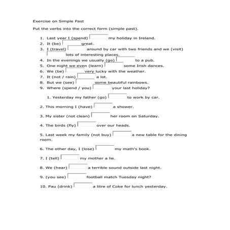 Exercise on simple past | PDF