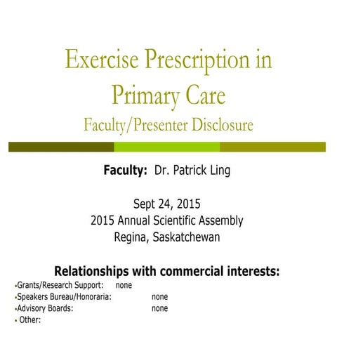 Exercise prescription in primary care (1) | PPT