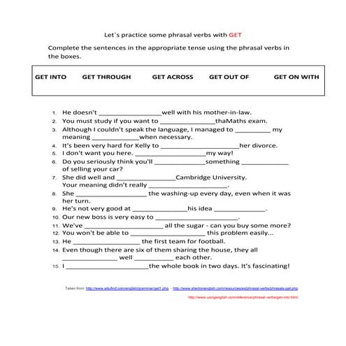 Exercises about phrasal verbs | DOCX