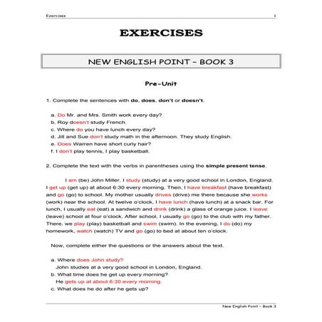 Exercises book 3 com resposta | DOC