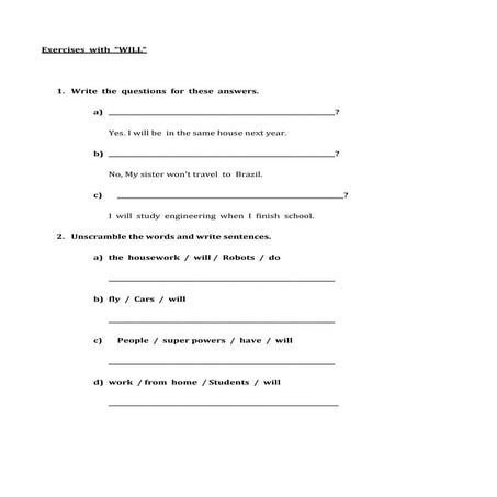 Exercises Future Tense Doc