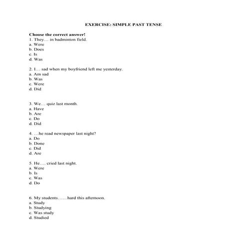 EXERCISE SIMPLE PAST TENSE.pdf