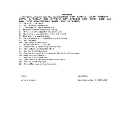 Exercises ingles 2 | DOCX