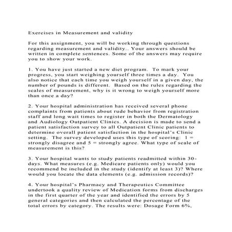 Exercises in Measurement and validity For this assignment, you.docx