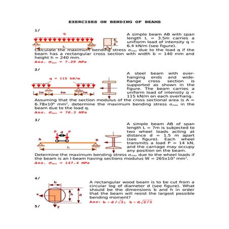 Exercises of bending_518 | PDF