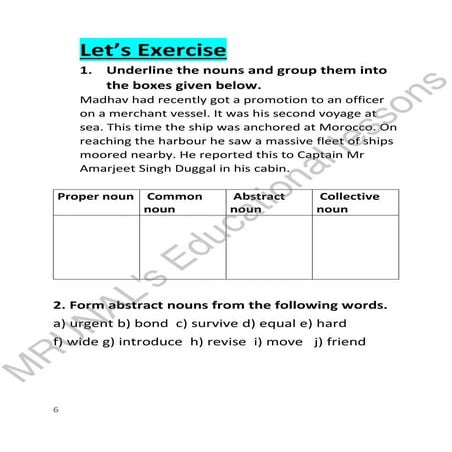 Exercises on nouns | PDF | Fitness and Exercise | Healthy Living
