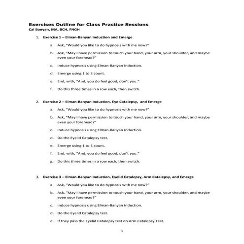 Exercises Outline | PDF