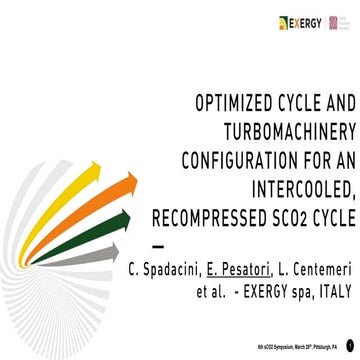 OPTIMIZED CYCLE AND TURBOMACHINERY CONFIGURATION FOR AN INTERCOOLED, RECOMPRESSED SCO2 CYCLE ...
