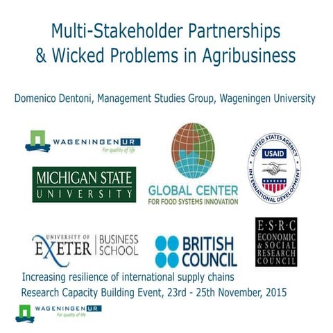 Wicked Problems and Multi-Stakeholder Partnerships | PPTX
