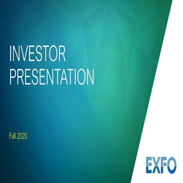 EXFO Investor presentation Fall 2020 | PPT