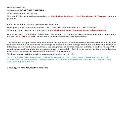 SEAFOAM EXHIBITS - Company News Letter | PDF