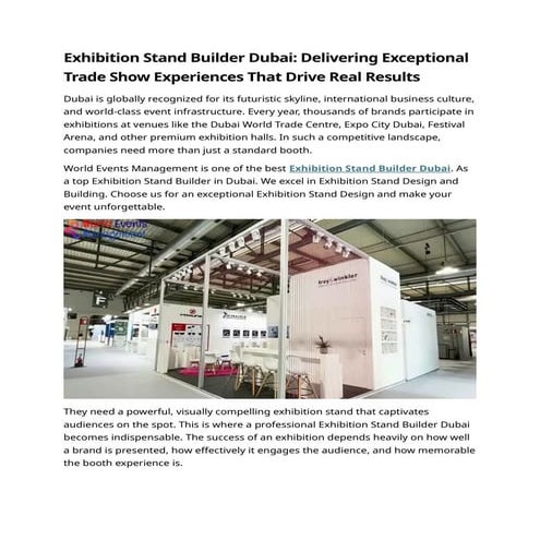 Exhibition Stand Builders Dubai-Delivering Exceptional Trade Show ...