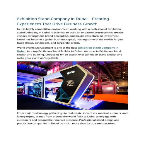 Exhibition Stand Company in Dubai – Creating Experiences That Drive ...