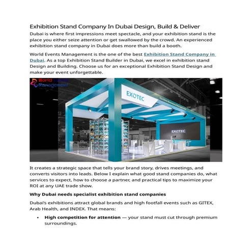 Exhibition Stand Company in Dubai – Creating Experiences That Drive ...