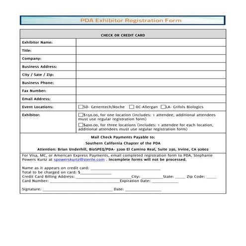 Exhibitor registration form pda may 2014 | PDF