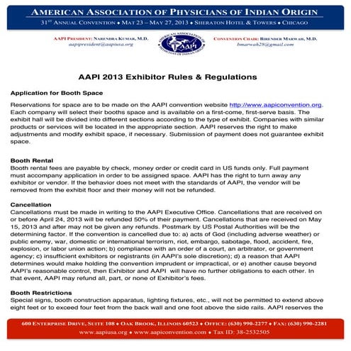 Exhibitor Rules and Regulations Agreement | PDF